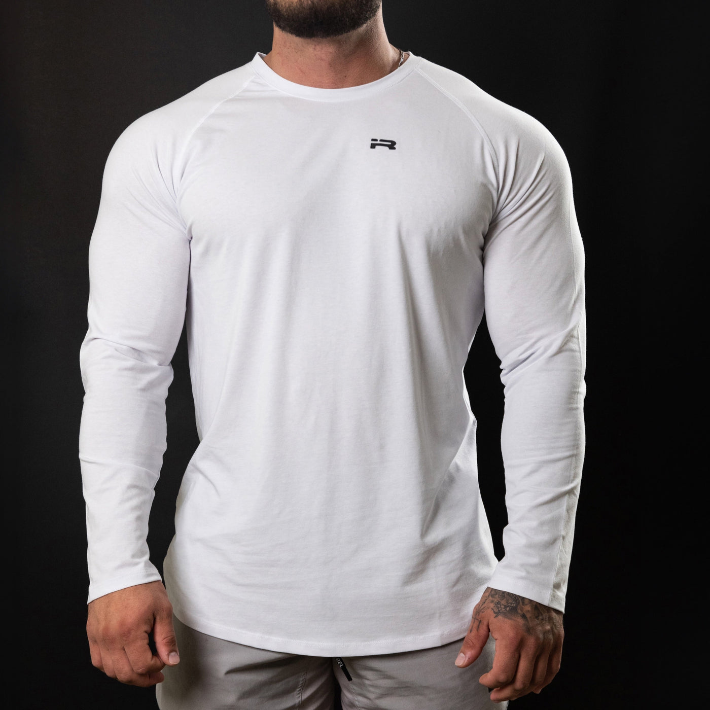 Elite Long Sleeve Raglan - White | Gym Shirt for Bodybuilders ...