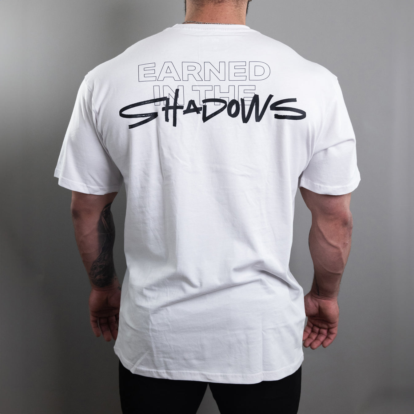Shadows Oversized Tee - White | Ultimate Training Tee for Bodybuilders ...