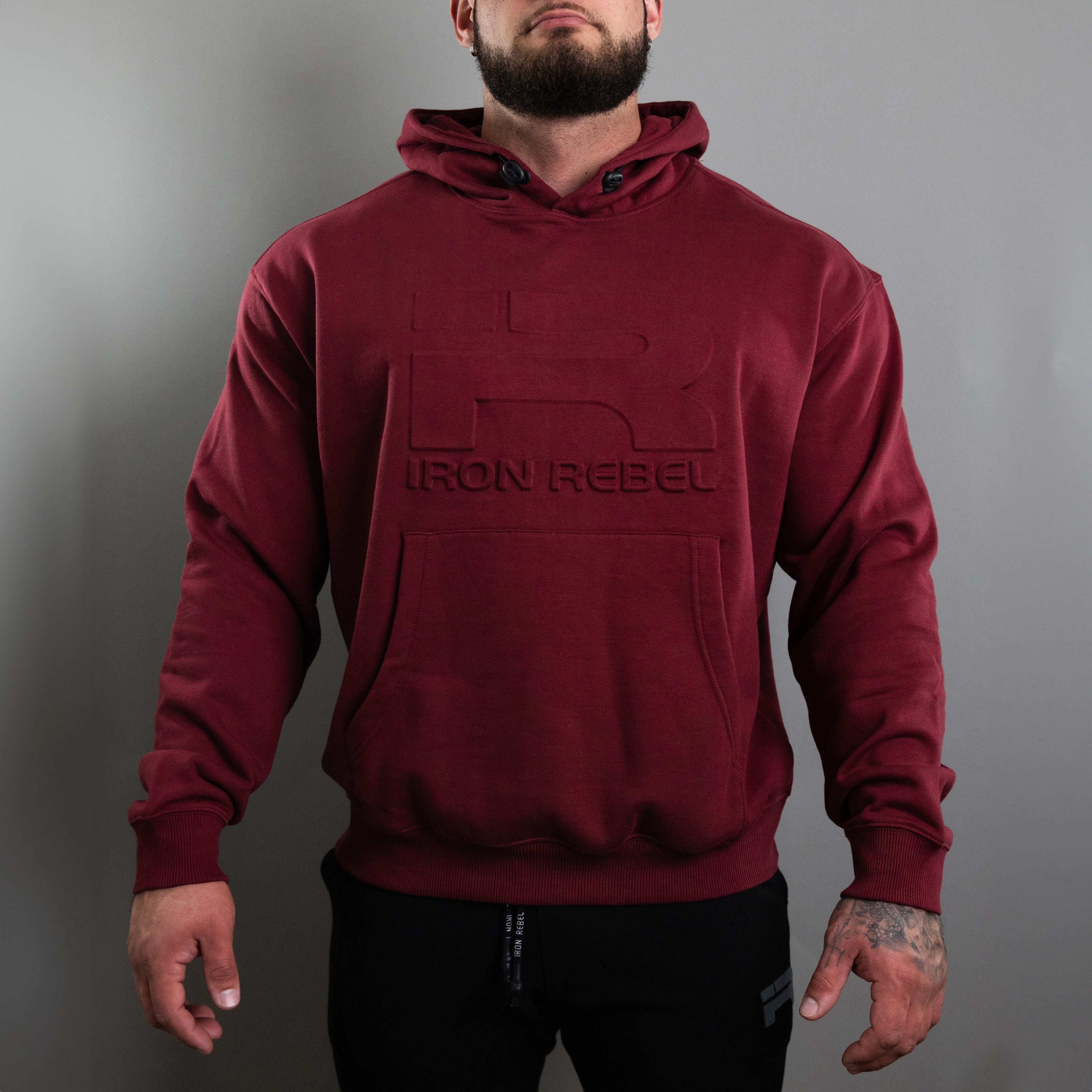 Embossed Hoodie - Wine | Stylish Workout Hoodie for Bodybuilders & Lifters